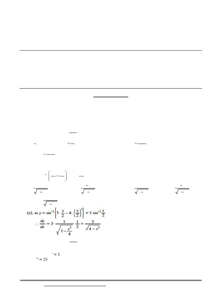 Maths Class Xii Chapter 05 Continuity and Differentiability Practice Paper 05 2024 Answers | PDF ...