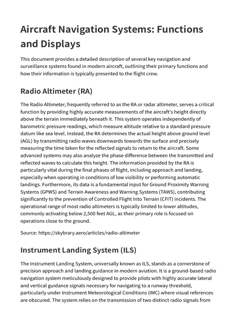 Aircraft Navigation Systems Overview | PDF | Transponder (Aeronautics ...