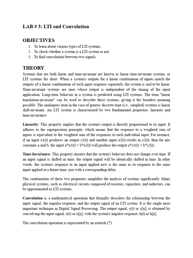Lab 3 - LTI and Convolution | PDF | Applied Mathematics | Signal Processing