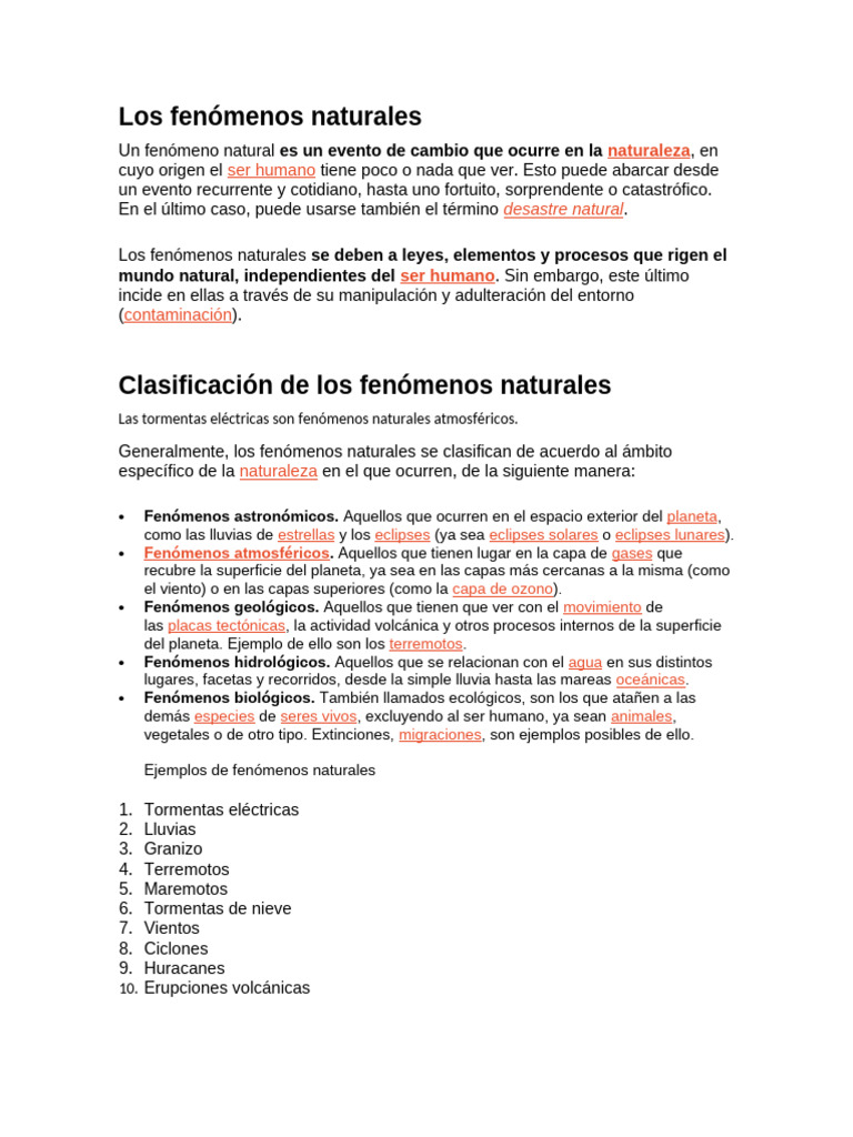 Los Fenómenos Naturales | PDF