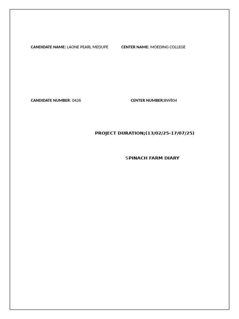 Spinach Cover Page | PDF