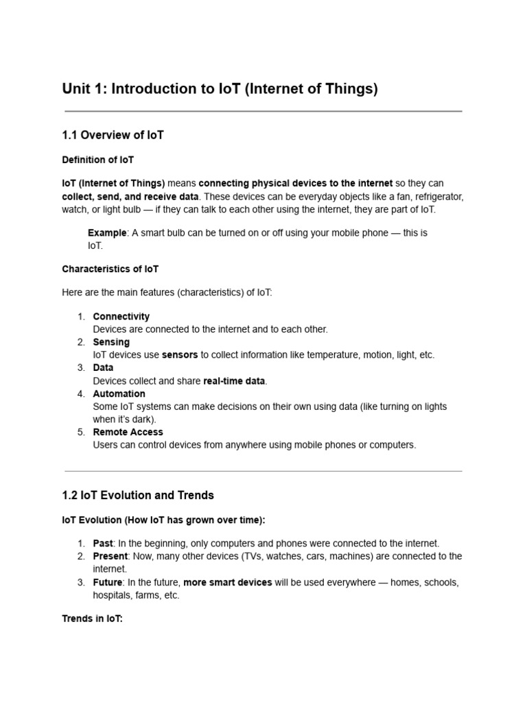 Unit 1 - Introduction To IoT (Internet of Things) | PDF | Internet Of ...
