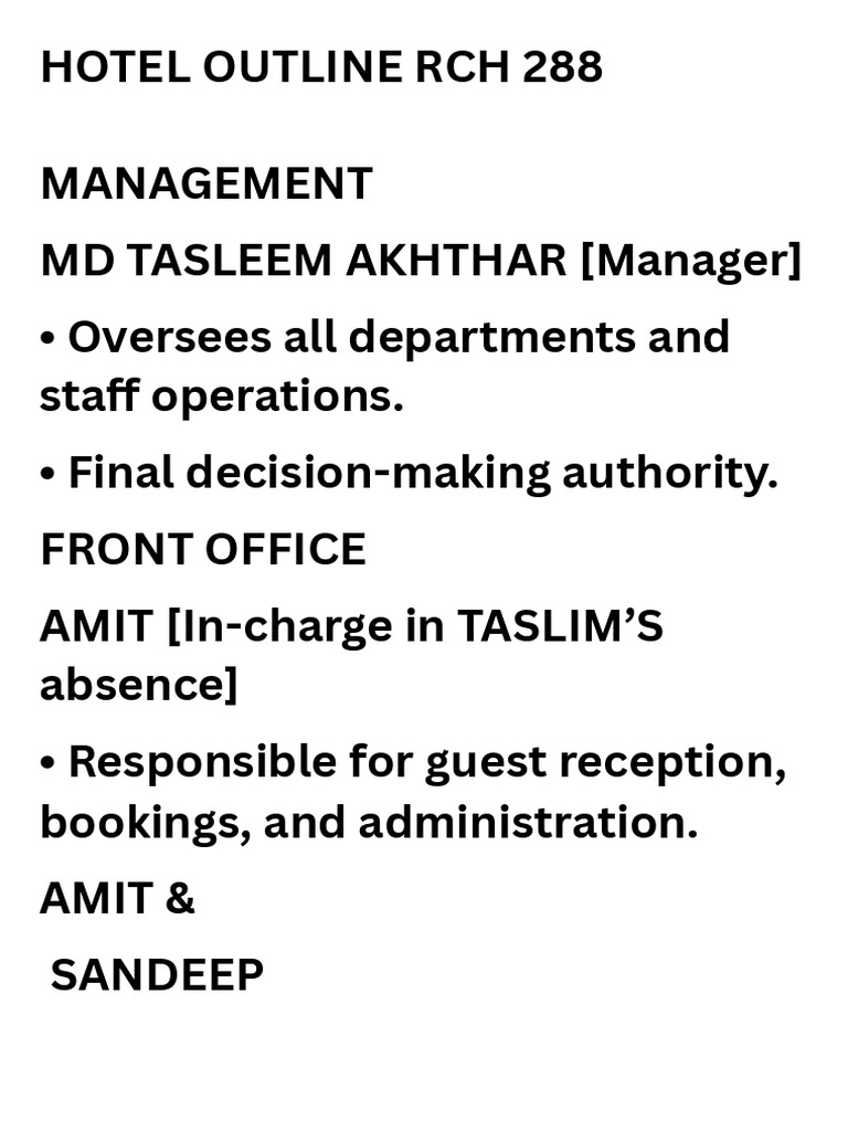 Hotel Out Line RCH 288 | PDF