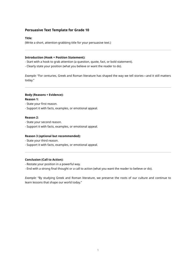 Persuasive Text Template | PDF