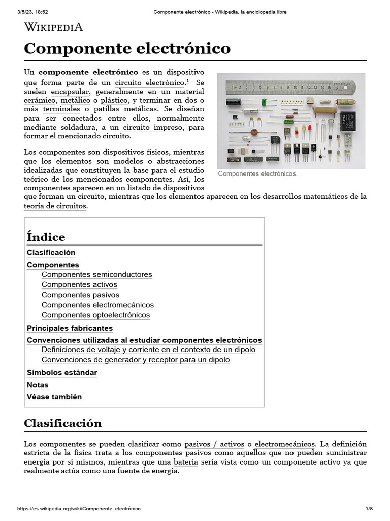 Componente Electrónico - Wikipedia, La Enciclopedia Libre | PDF ...