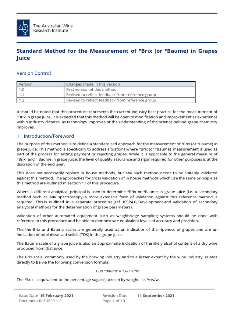 Brix Measurement Method for Grapes | PDF | Quantity | Physical Quantities