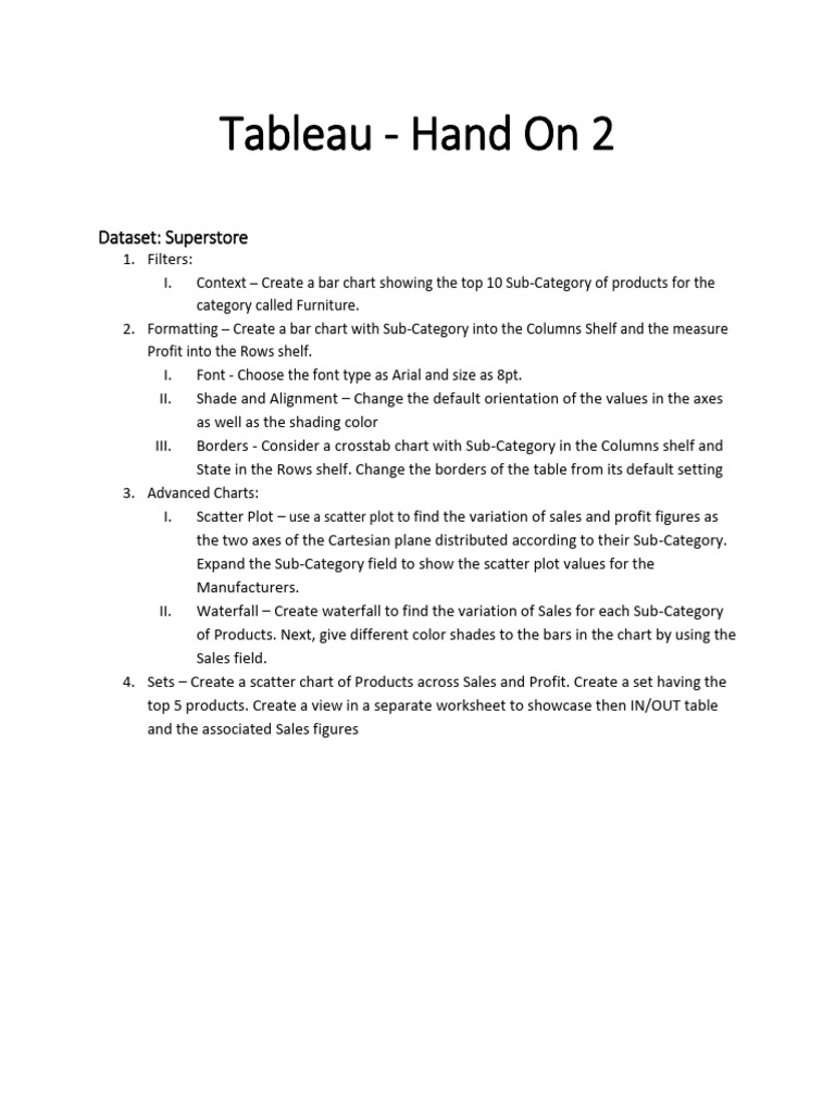 Tableau - Assignment - Hands On 2 | PDF