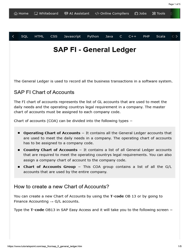 SAP FI General Ledger Overview | PDF | Computer Science | Information ...
