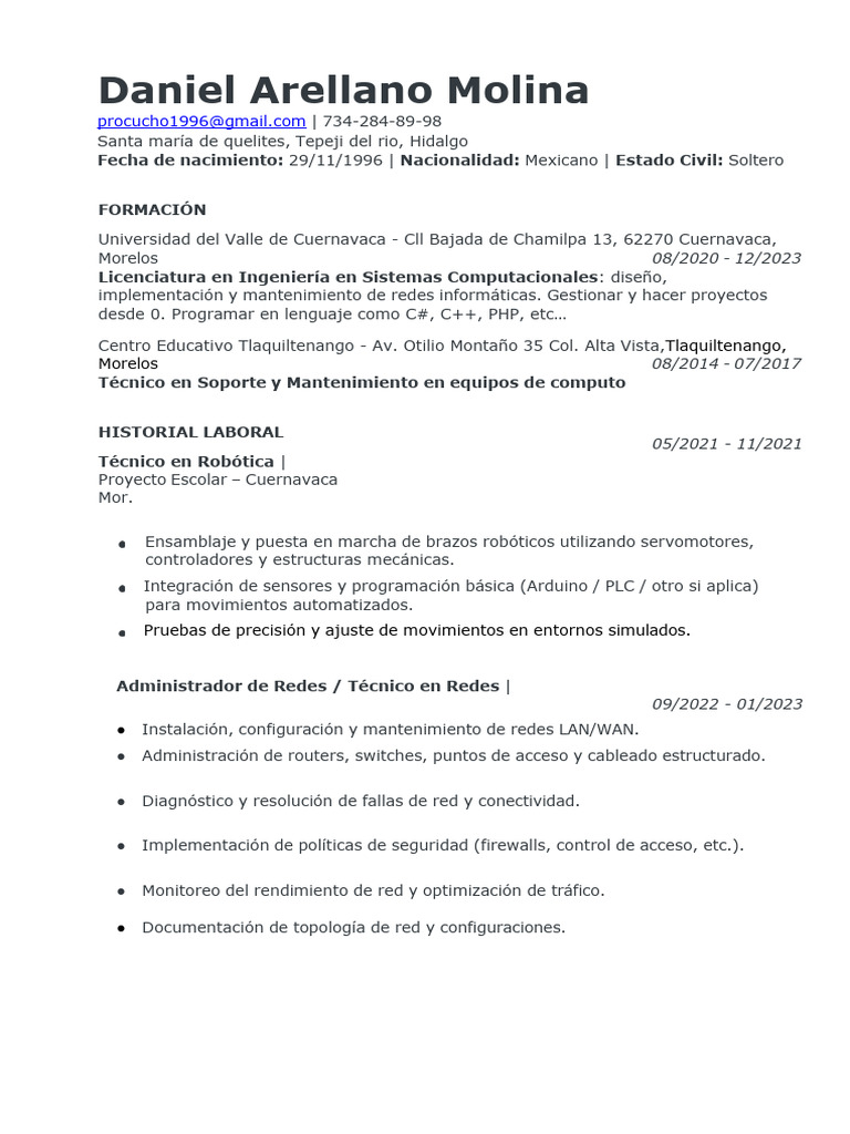 Daniel CV | PDF | Aplicación movil | Mi sql