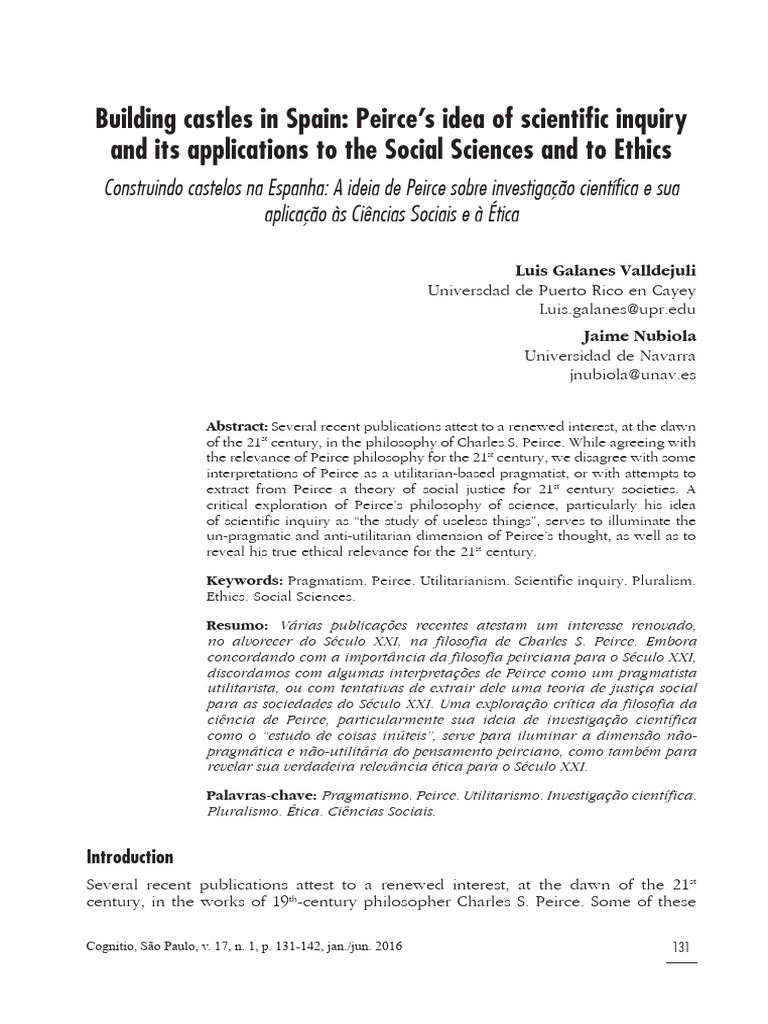 NUBIOLA, Jaime - Construindo Castelos Na Espanha. A Ideia de Peirce ...