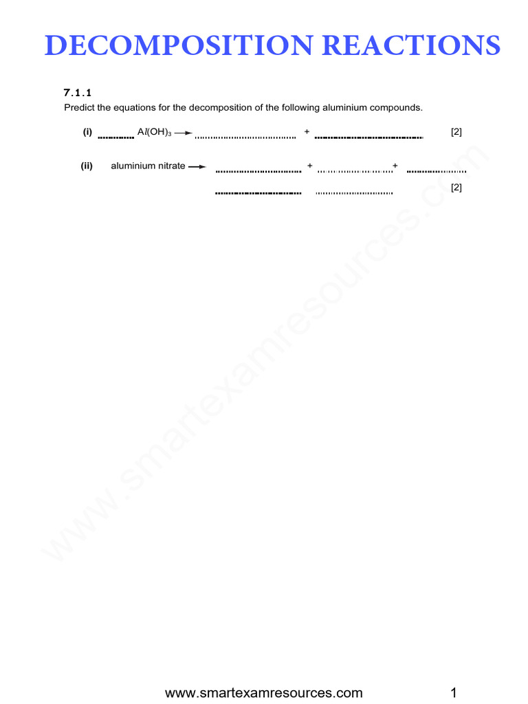 6.1 Decomposition Reactions Set 2 QP Ms | PDF | Oxide | Chemical Substances