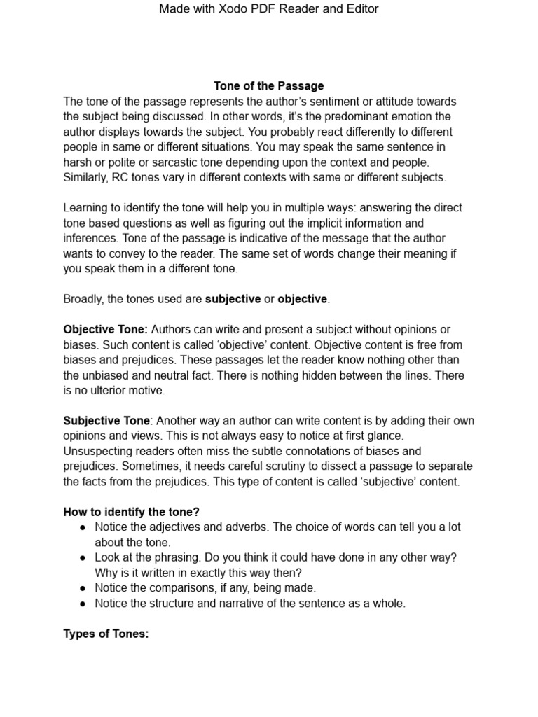 Understanding Passage Tone Analysis | PDF | Bias