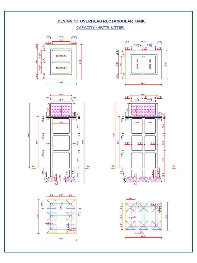 Overhead Rectangular Tank Plan-Er - Vinoth Kumar. | PDF