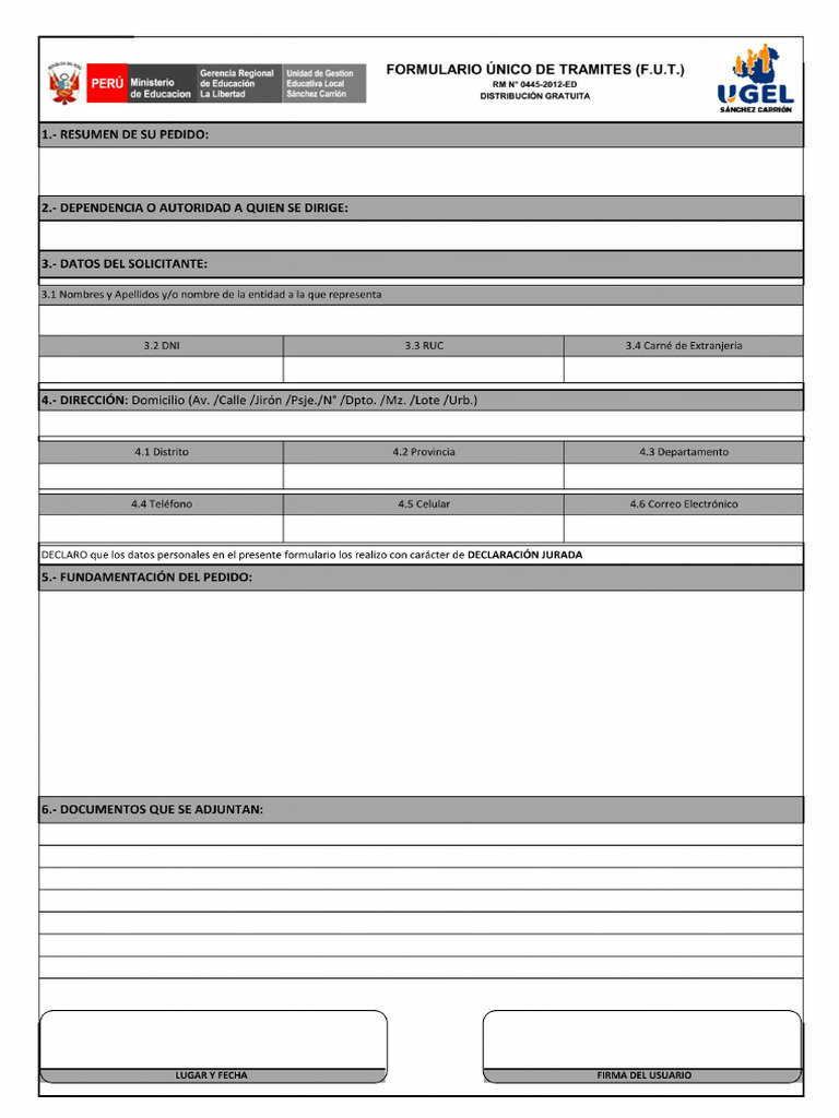 Fut - Ugel Sánchez Carrión | PDF