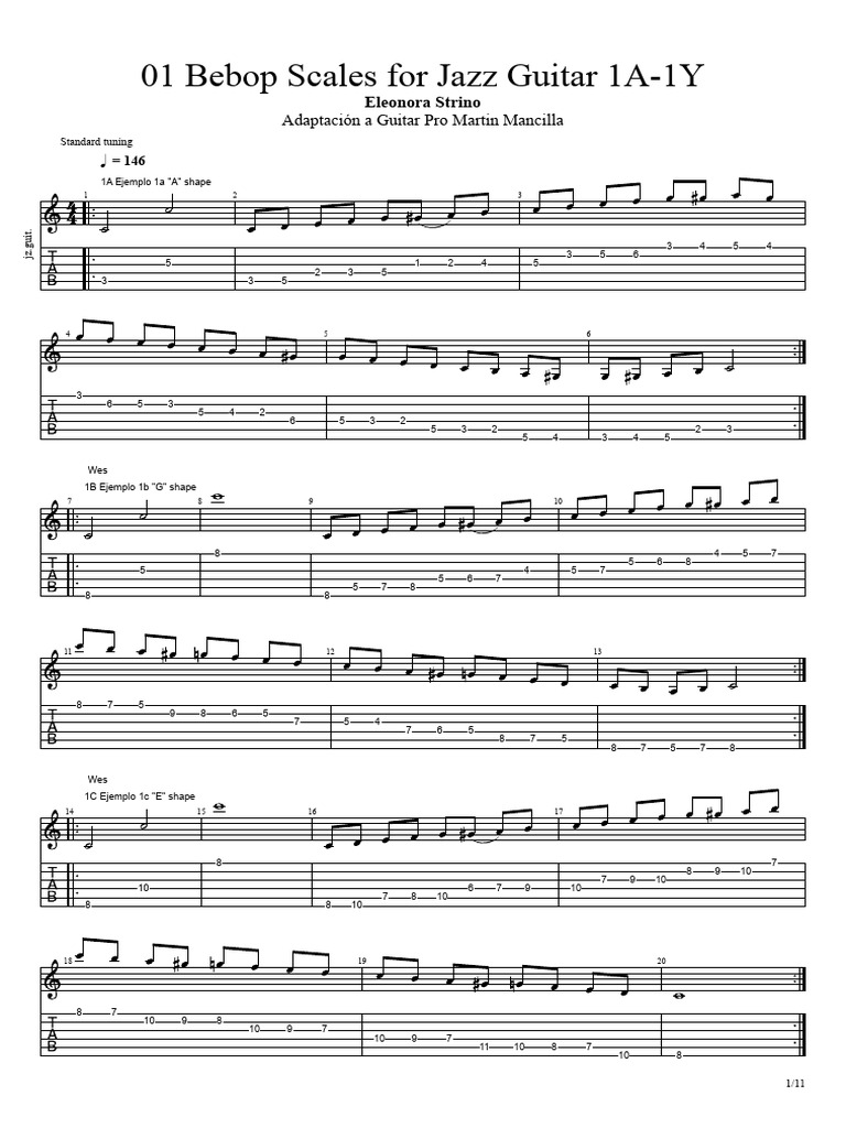 Escalas Bebop para Guitarra Jazz | PDF