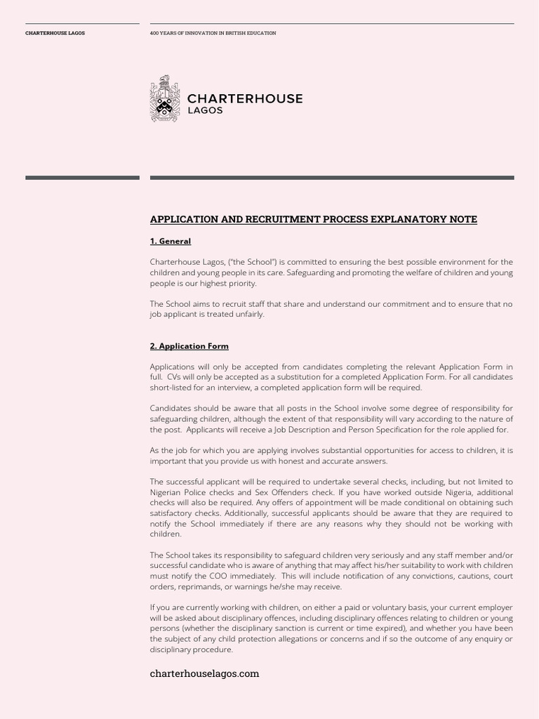 Application and Recruitment Process Explanatory Note | PDF | Criminal ...