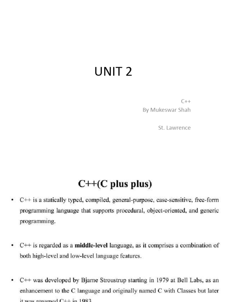 Unit-2 Basics of C++ Programming | PDF