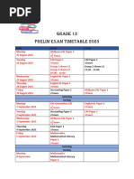 Prelim Exam Time Table Grade 12 | PDF