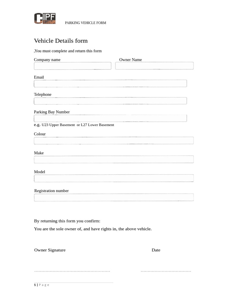 Parking Form | PDF