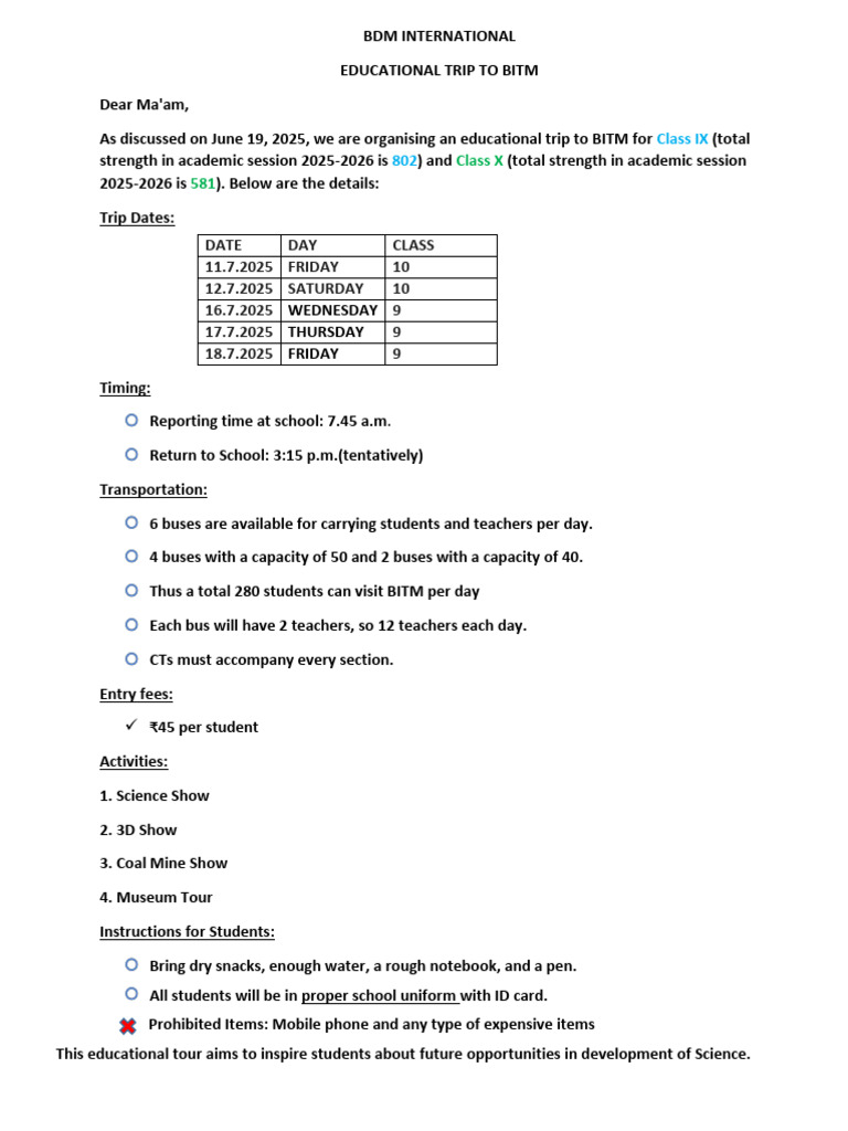 BDM International Bitm Visit | PDF