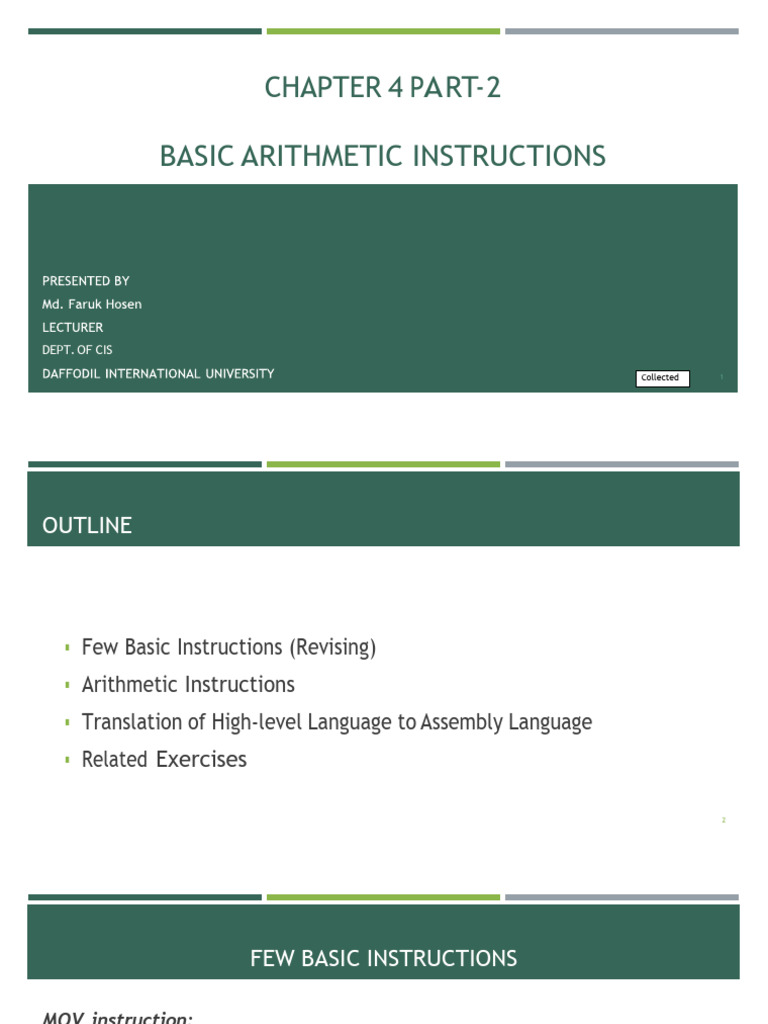 L2 - Basic Arithmetics Instructions | PDF | Assembly Language | Computer Hardware