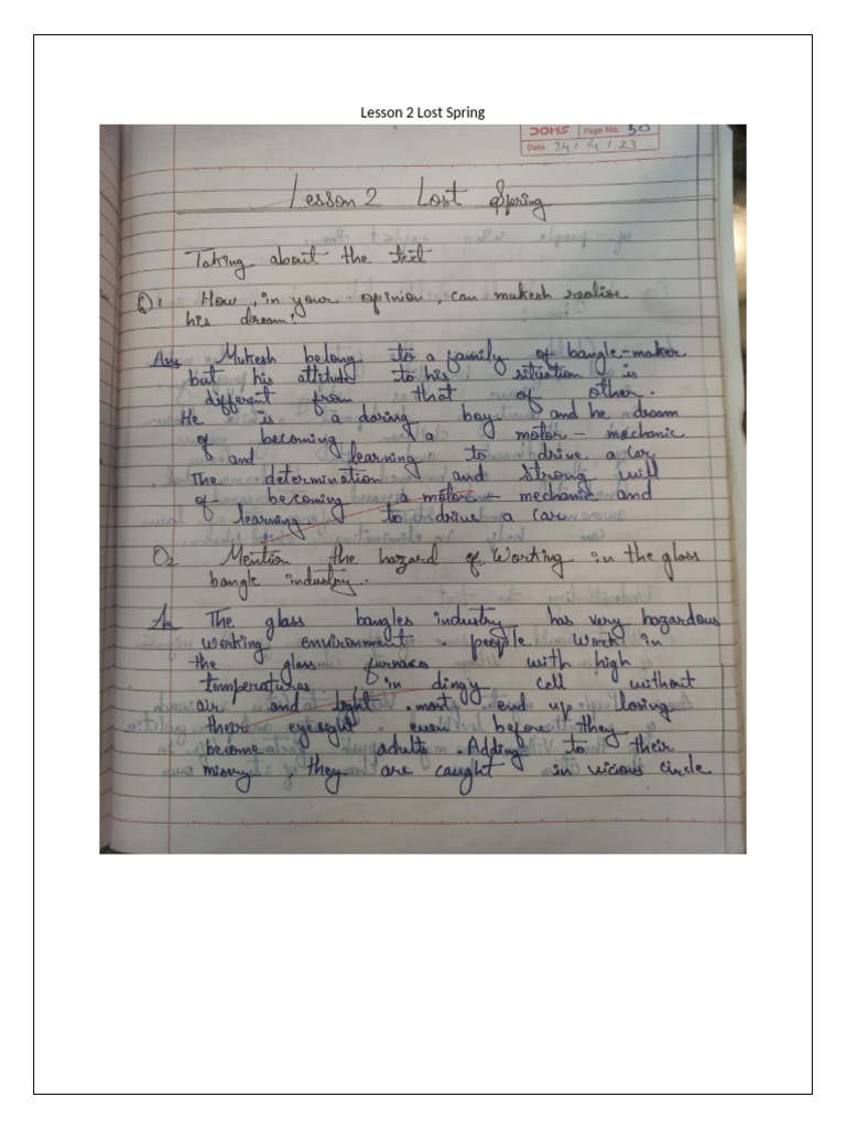 Lesson 2 Lost Spring | PDF