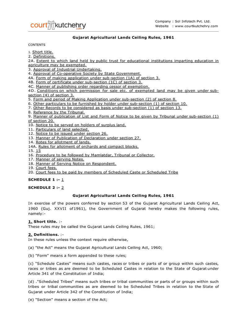 Gujarat Agricultural Land Ceiling Rules | PDF