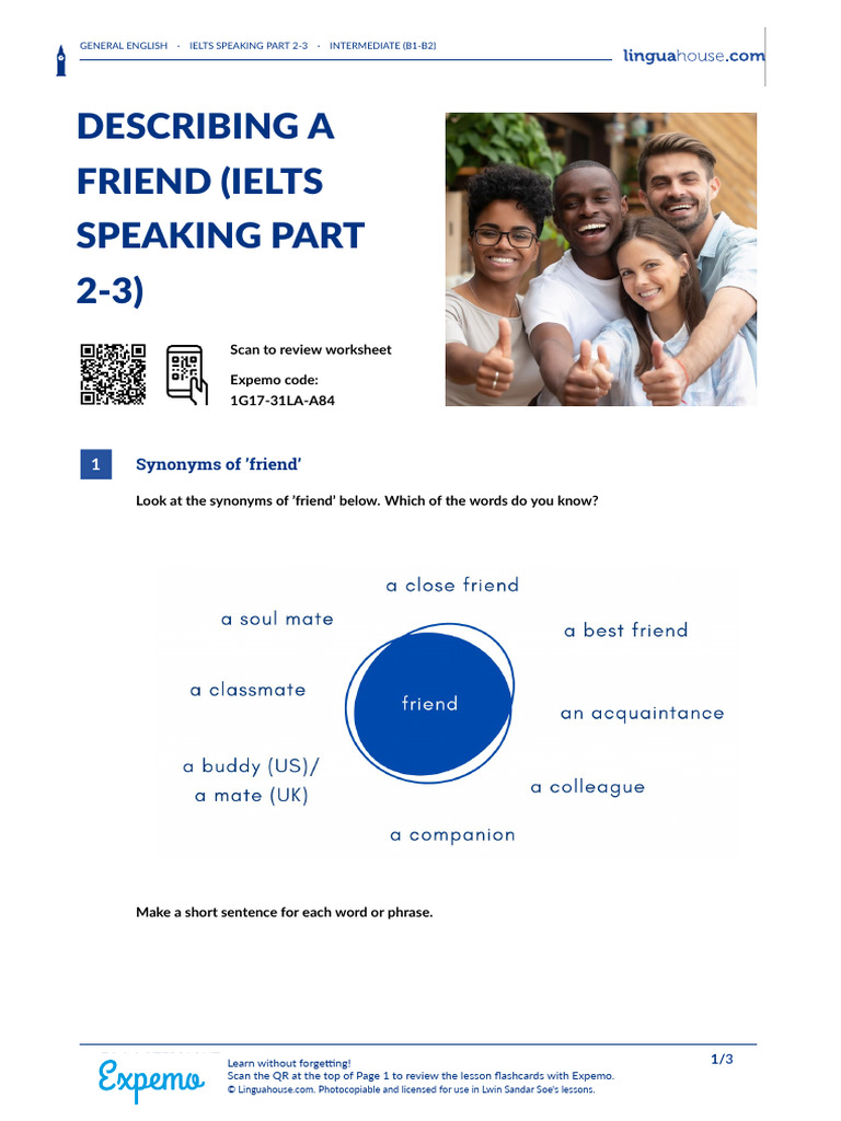 Describing Friends for IELTS Speaking | PDF
