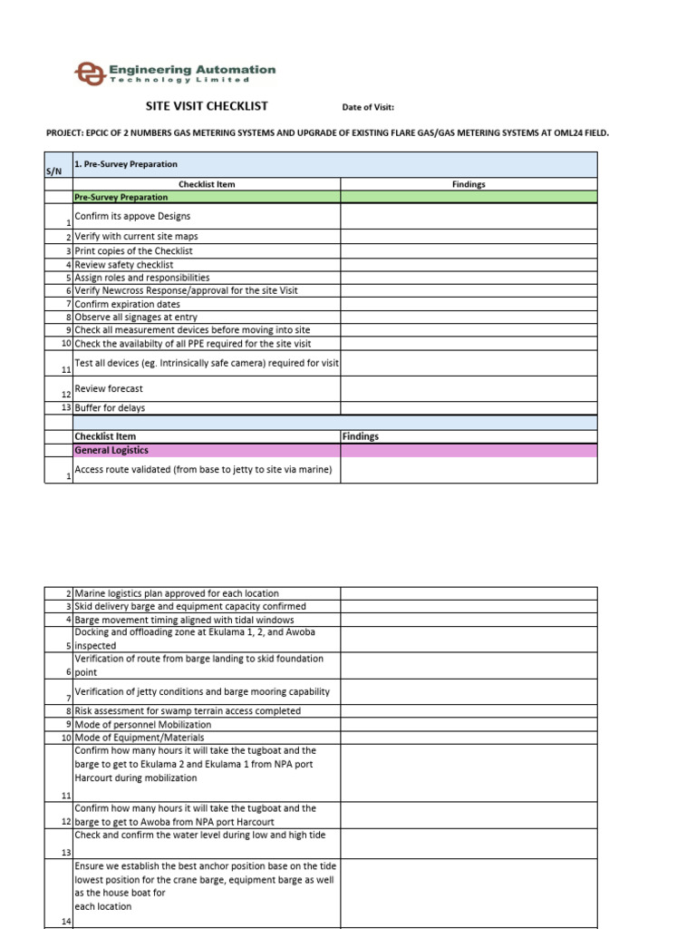 Site Checklist For Metering Skid Installation Newcross Signed | PDF ...