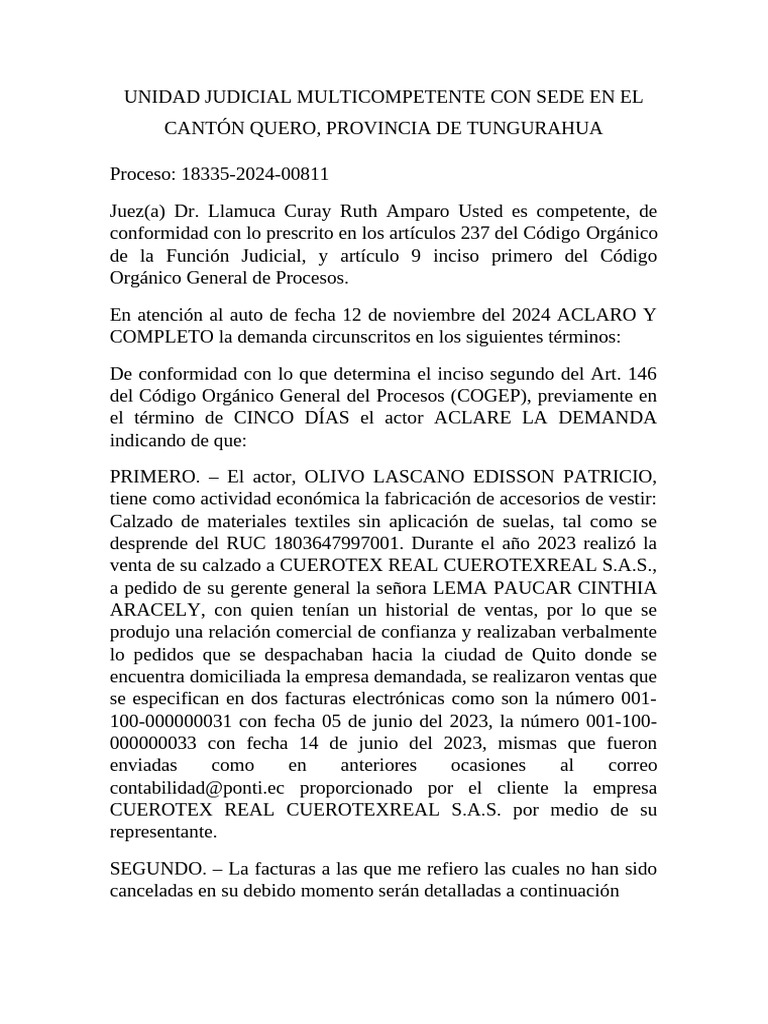 Aclaración 18335-2024-00811 | PDF
