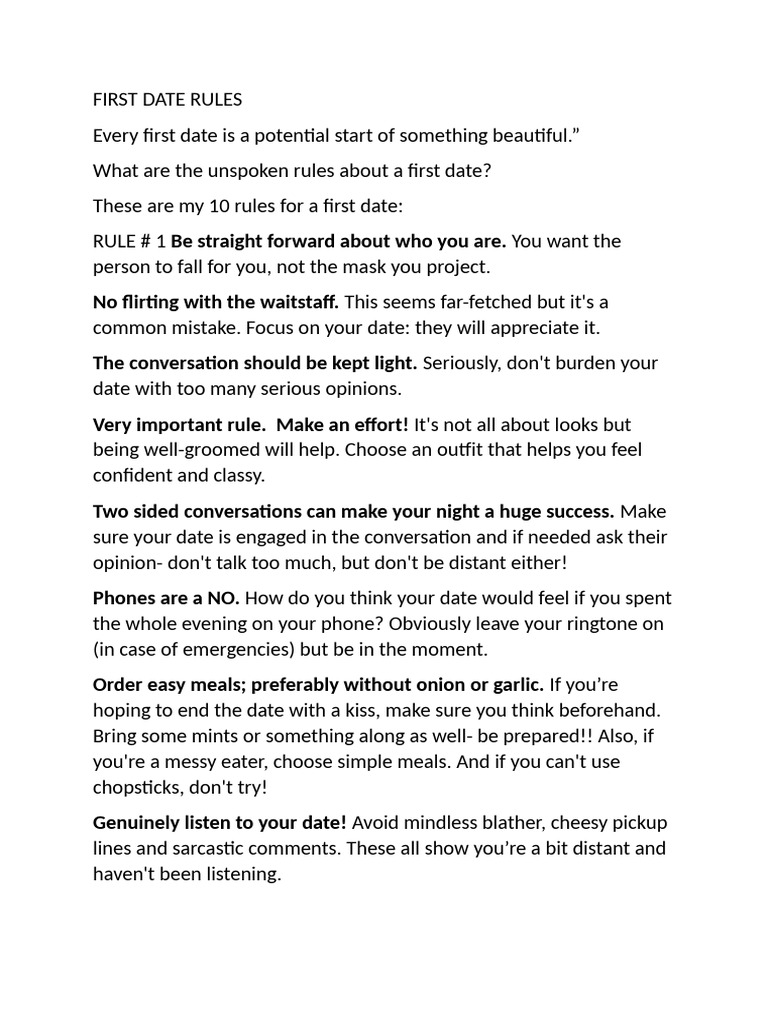 First Date Rules Oral | PDF