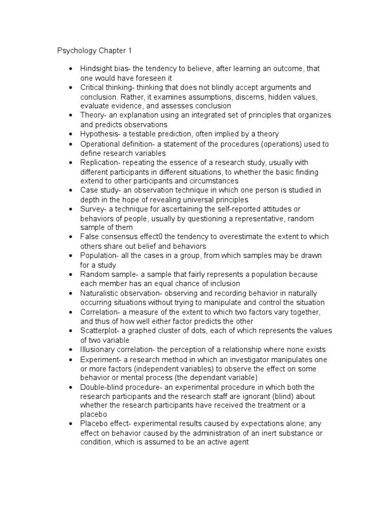 Myers AP Psychology 8th Edition Chapter 1 Vocab | PDF | Experiment ...