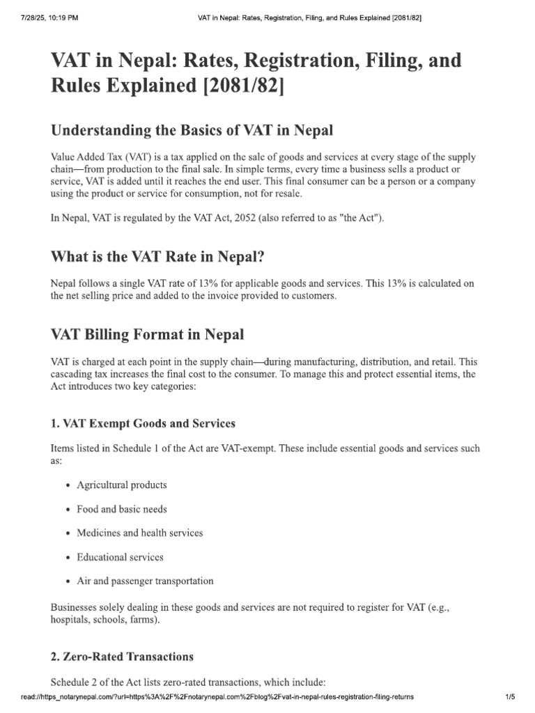 VAT in Nepal Rates, Registration, Filing, and Rules Explained (2081-82 ...