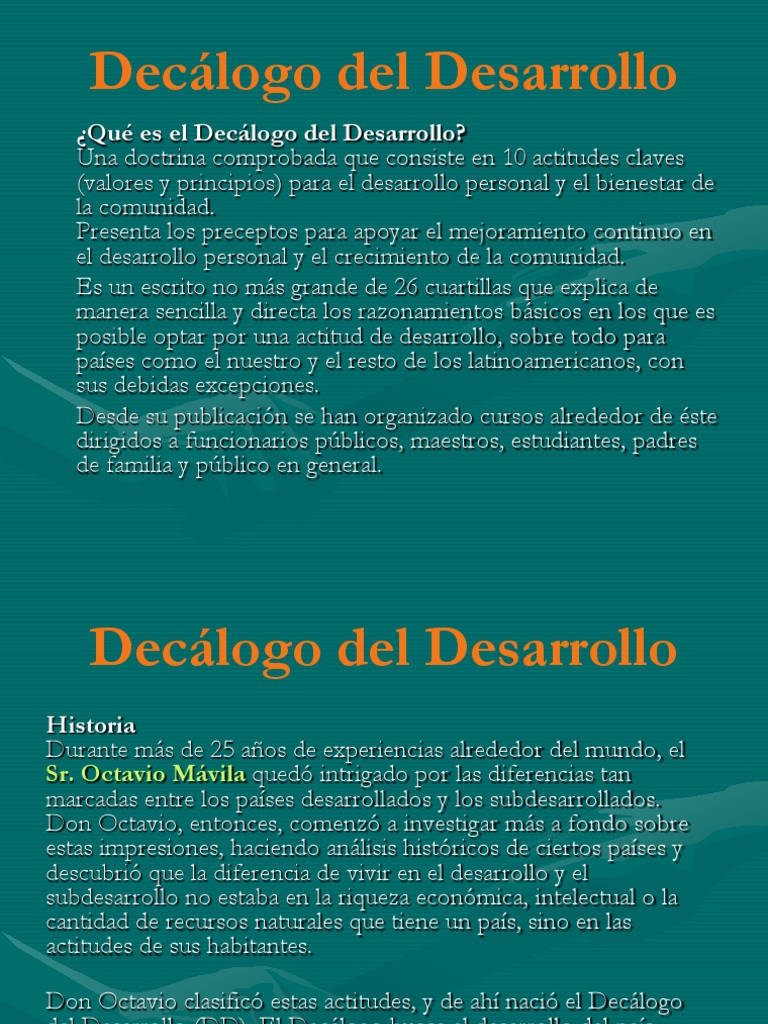 Decálogo del Desarrollo de Octavio Mávila | PDF | Desarrollo personal ...