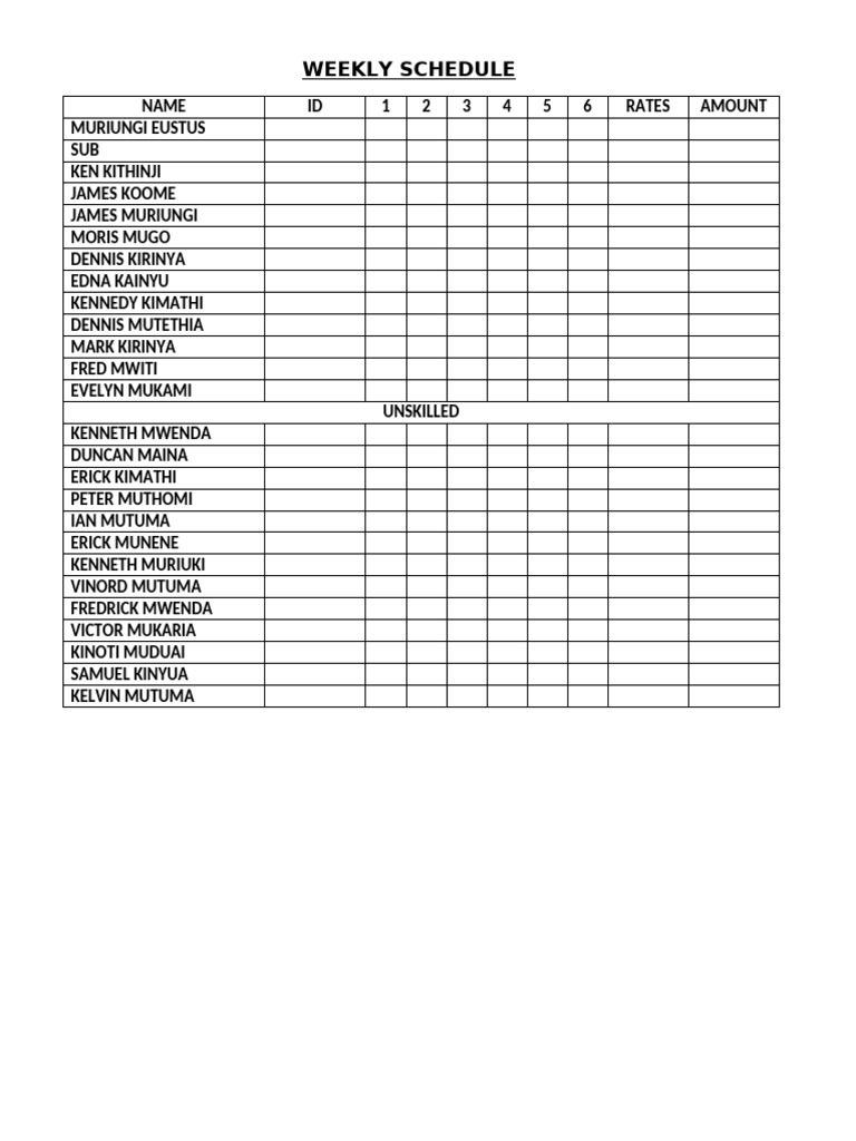 Weekly Schedule | PDF