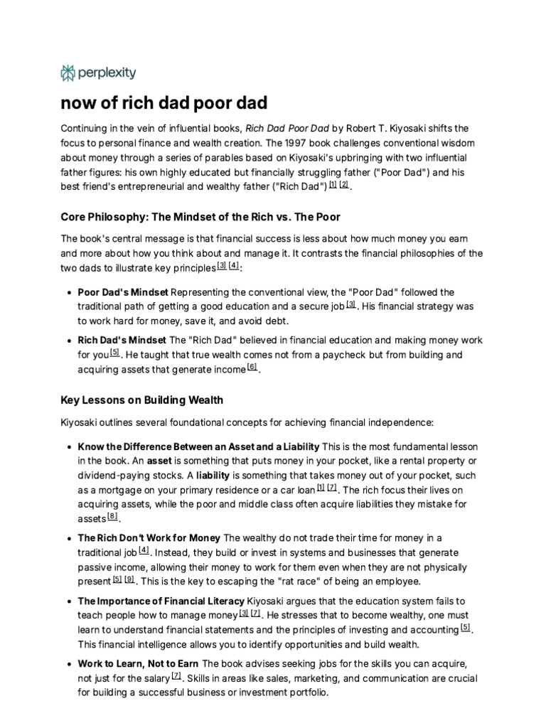 Key Concepts from Rich Dad Poor Dad | PDF | Economies