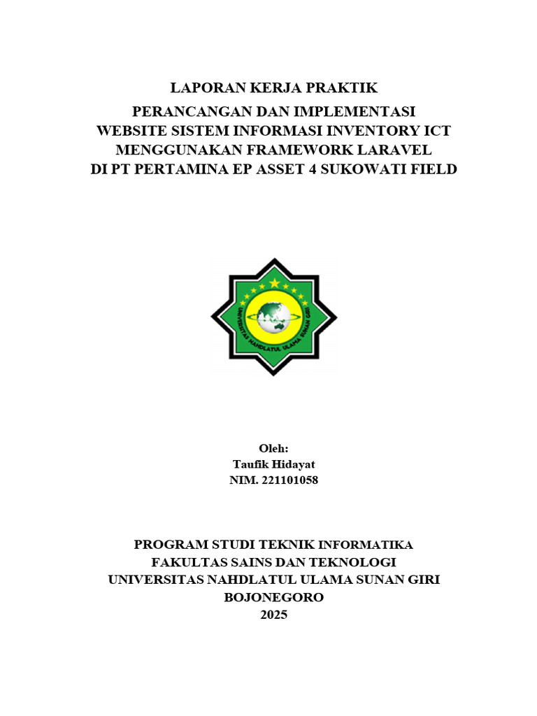 Laporan - KP - Taufik Hidayat - 221101058 | PDF