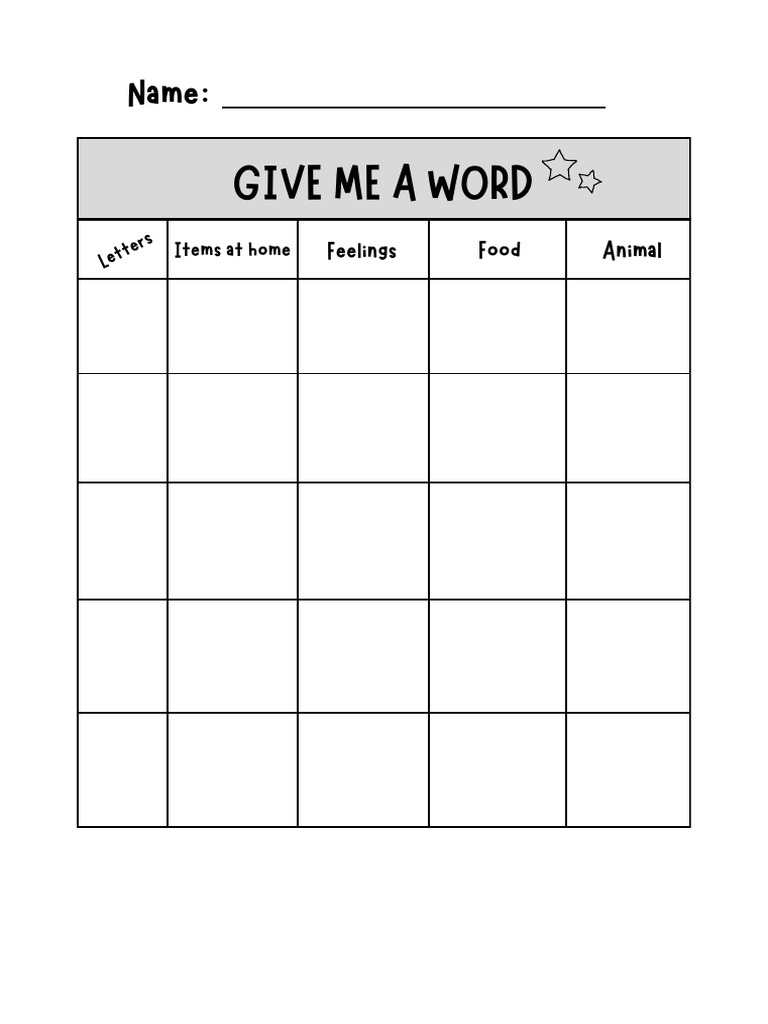 Give Me A Word Game (With Answers) | PDF