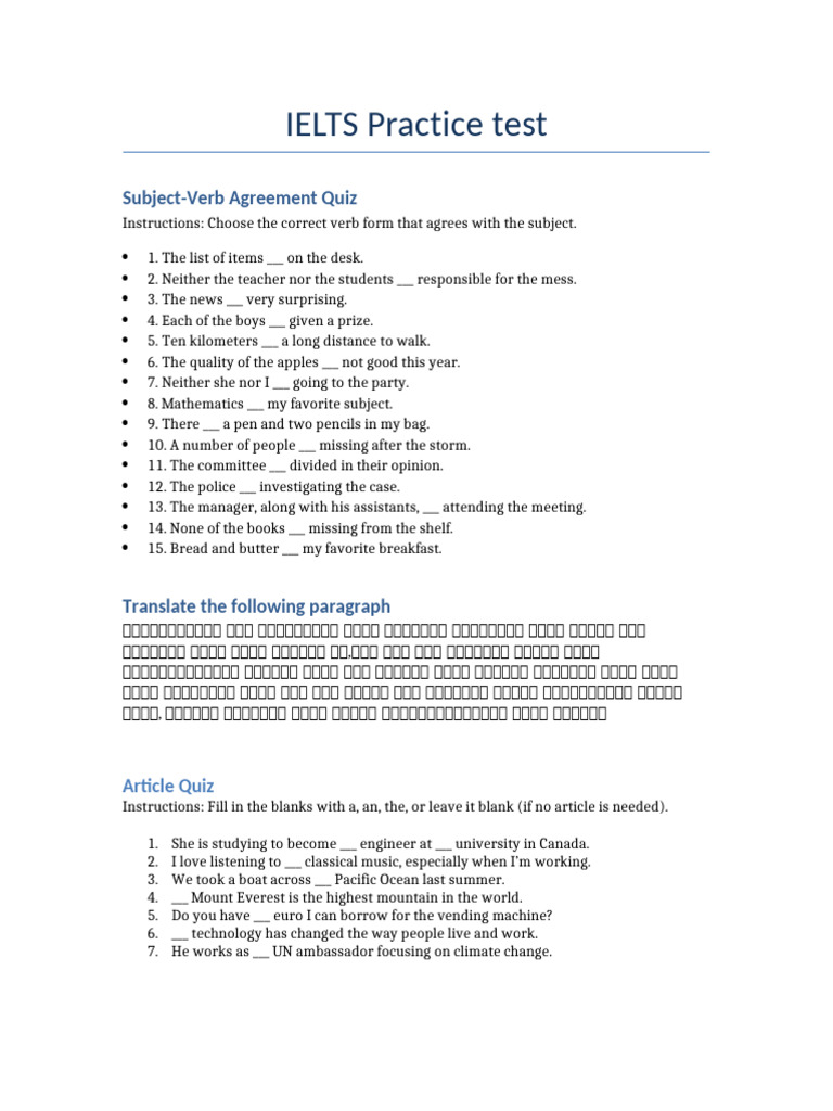 IELTS Grammar and Writing Practice Tests | PDF