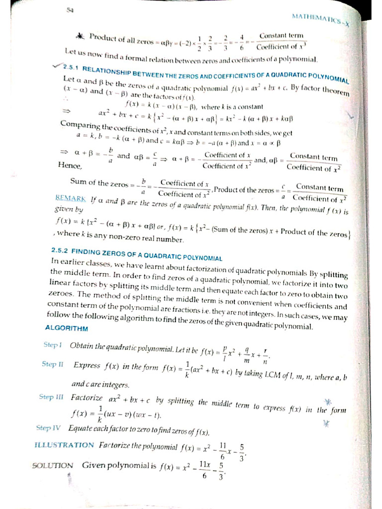 Class 10th Math CH 2 Polynomials | PDF