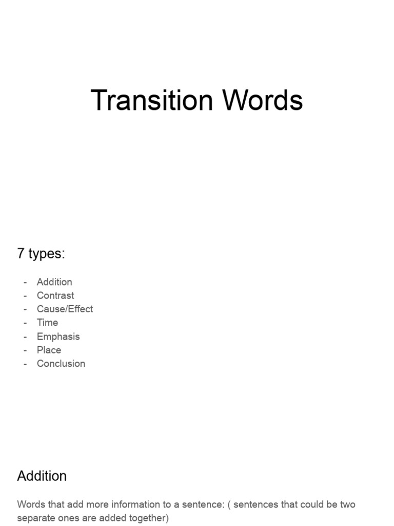 Transition Words | PDF