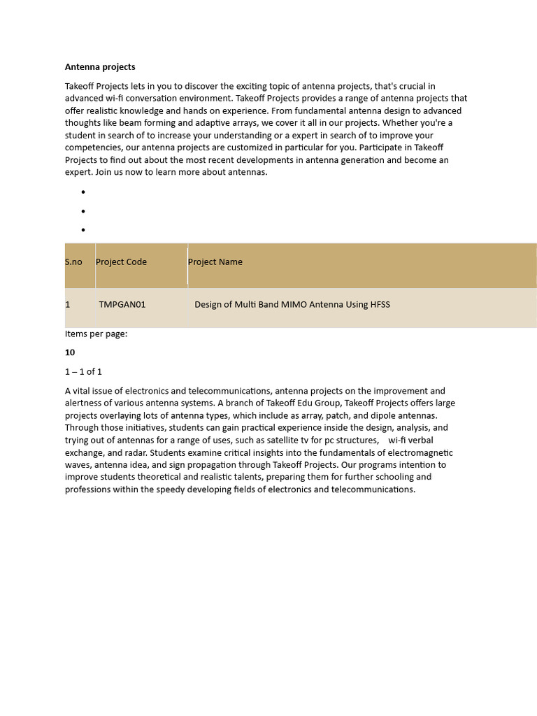 Antenna Project Opportunities for Students | PDF