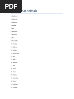 100 Animal Names in English | PDF