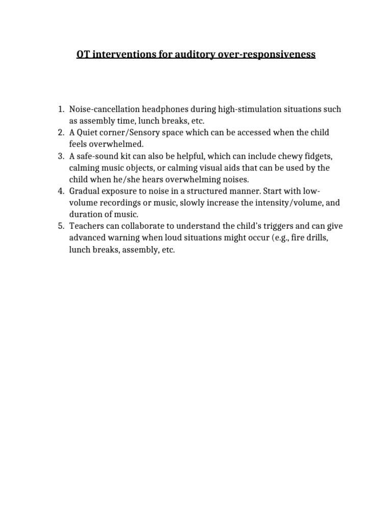 OT Interventions For Auditory Issues | PDF