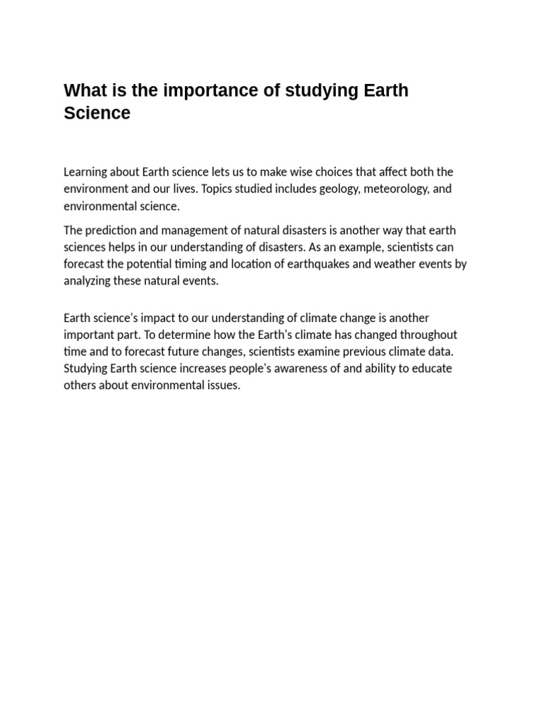 What Is The Importance of Studying Earth Science | PDF