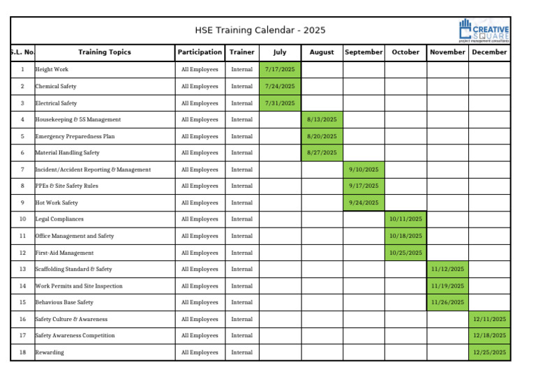 CSC - HSE Calendar, Not Documented | PDF
