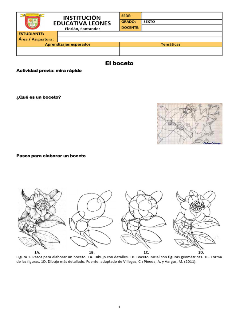 6 - Guía 7 ARTÍSTICA El Boceto | PDF | Dibujo