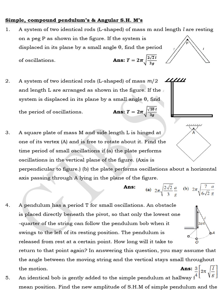 Types of Pendulums & Angular SHM Physics | PDF | Pendulum | Oscillation
