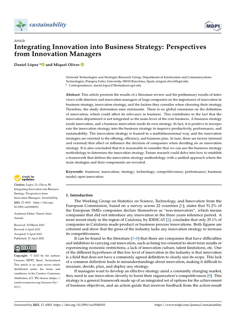 Innovation Strategies in Business Management | PDF | Innovation ...