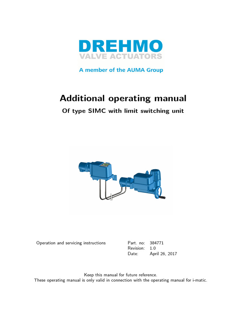 SIMC Limit Switching Unit Manual | PDF | Manual Transmission | Screw